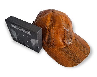 Baseball Cap Genuine Python Snakeskin Adjustable With 4 Varian Natural Brown Red and Black ...