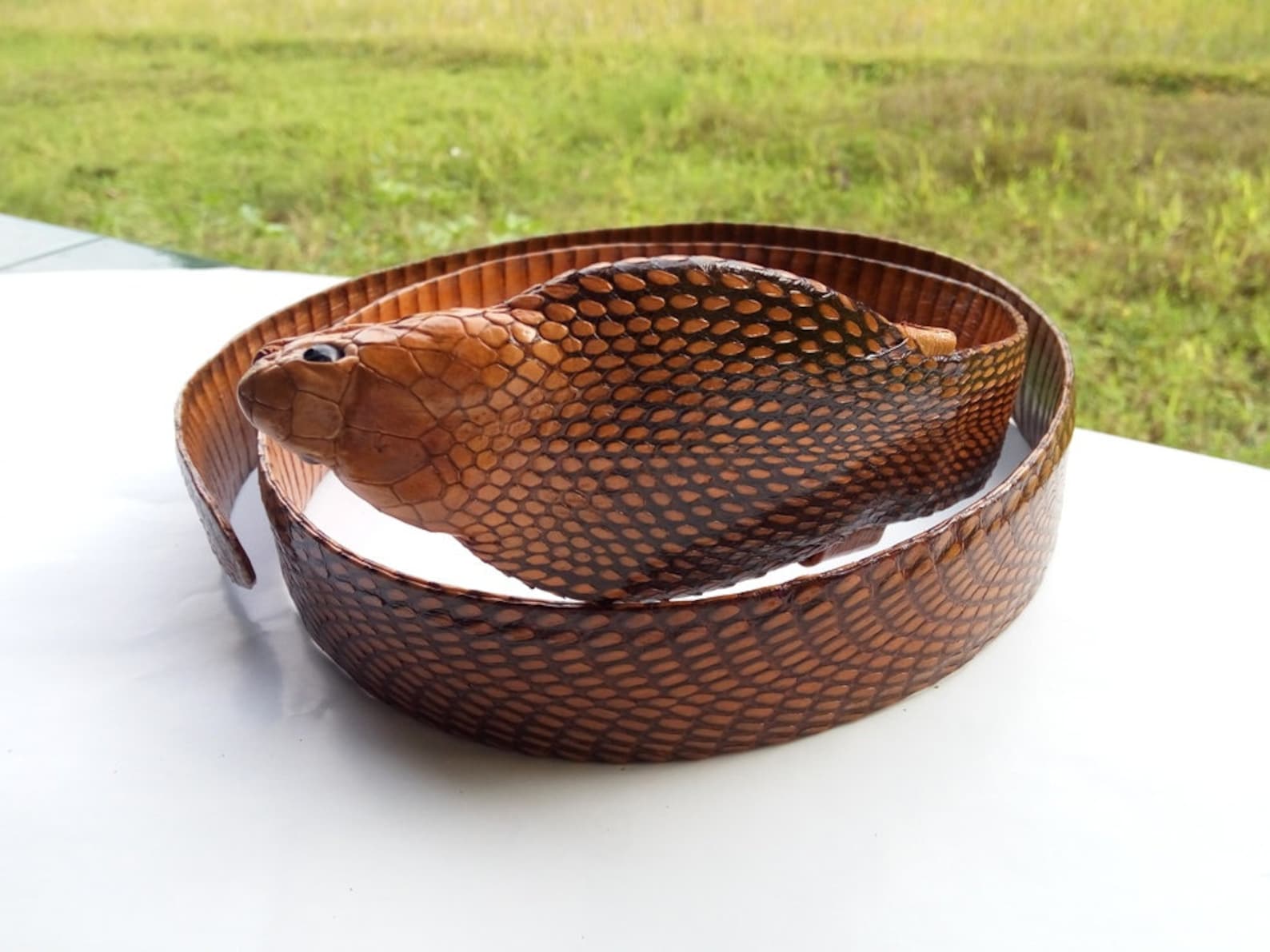 Genuine Real Cobra Snake Skin Leather and Head Belt Handmade - Etsy