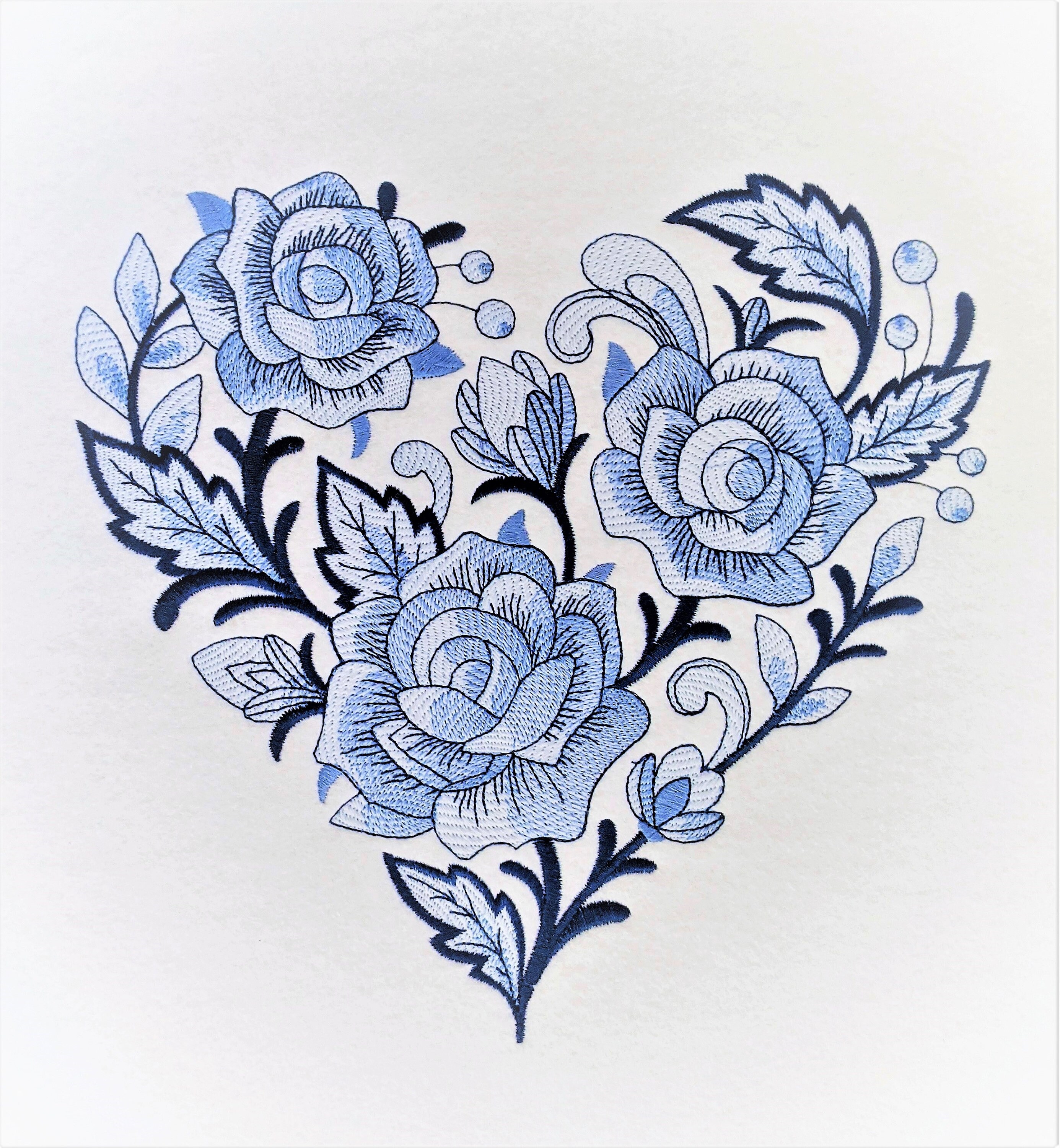 Delft Blue Heart Embroidered Wall Art | Etsy