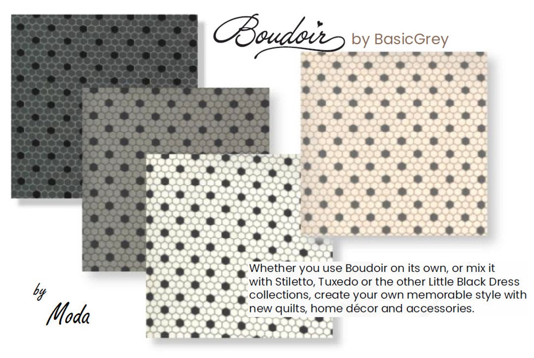 BOUDOIR Hexagons - Moda Fabric by Basicgrey / Black & Grey Collection - Etsy