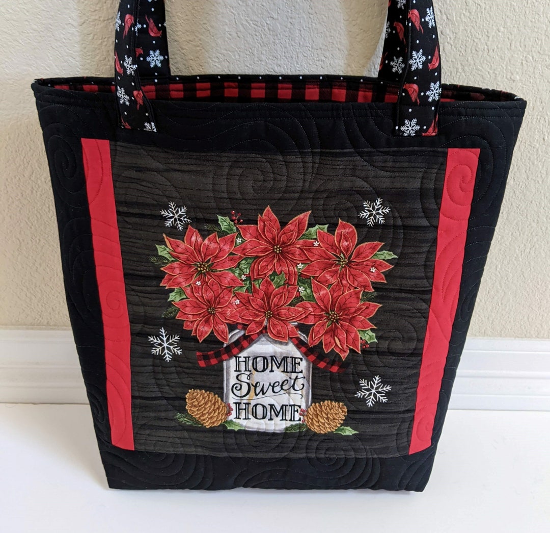 Quilted Shoulder Bag / Holly Berry Tree Farm Moda Fabric / Project or ...