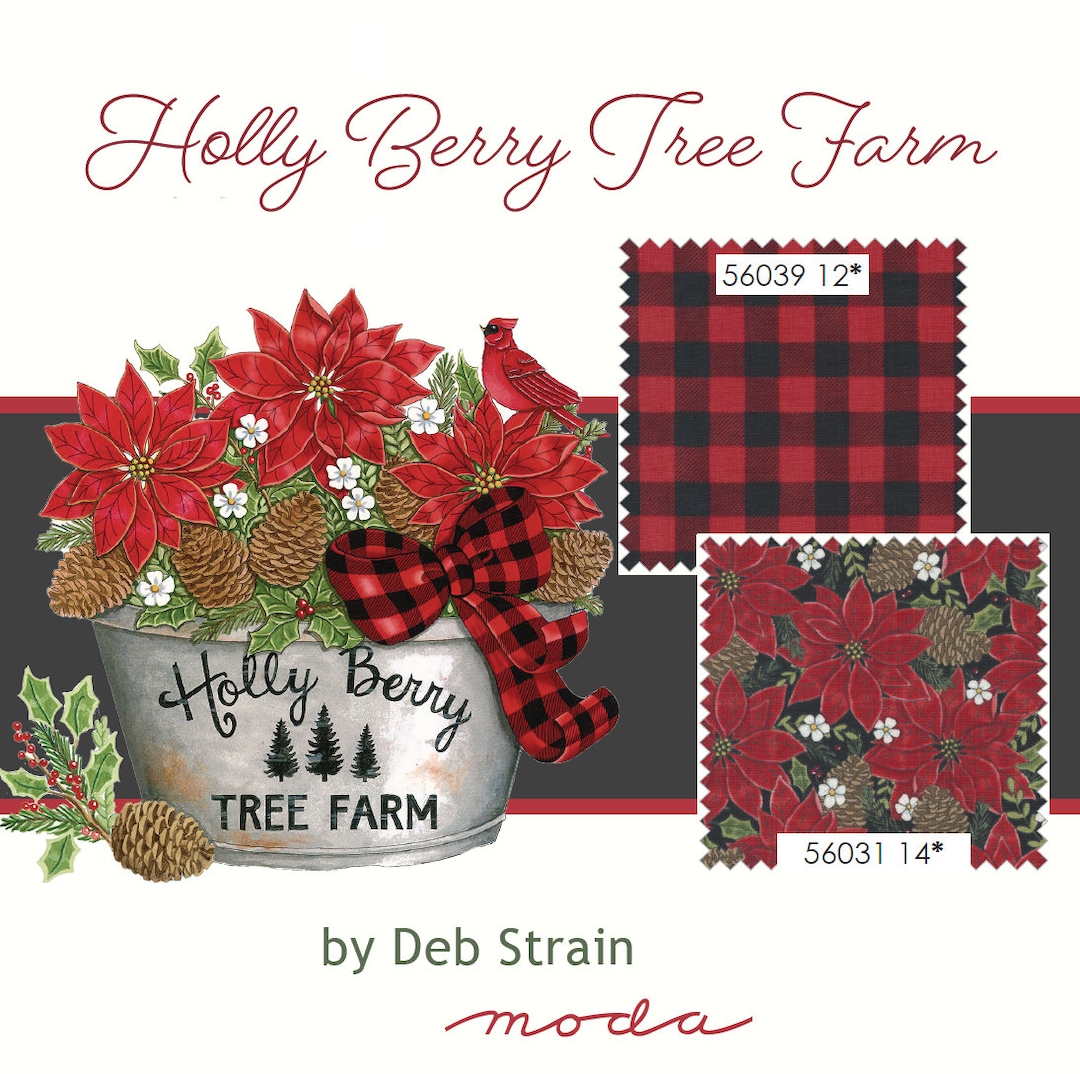 Holly Berry Tree Farm - Moda Fabric by Deb Strain - Etsy