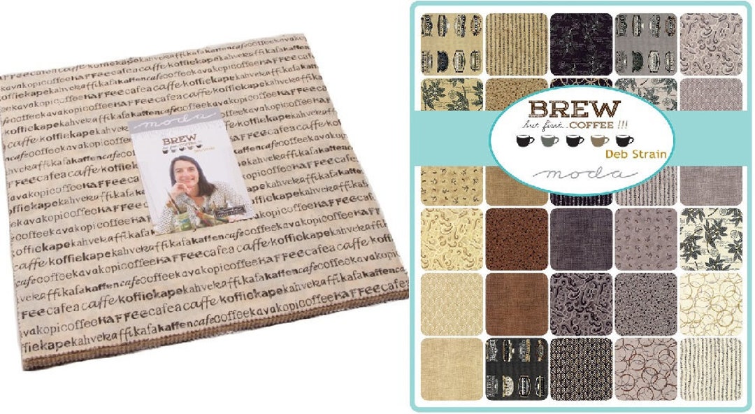 BREW Layer Cakes - Moda Fabric 10" Squares by Deb Strain / Coffee - Etsy