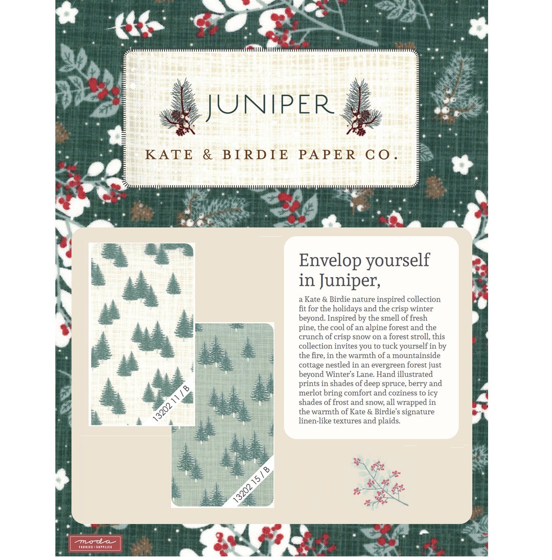 Juniper Collection - Brushed/ Flannel Moda Fabric by Kate & Birdie ...