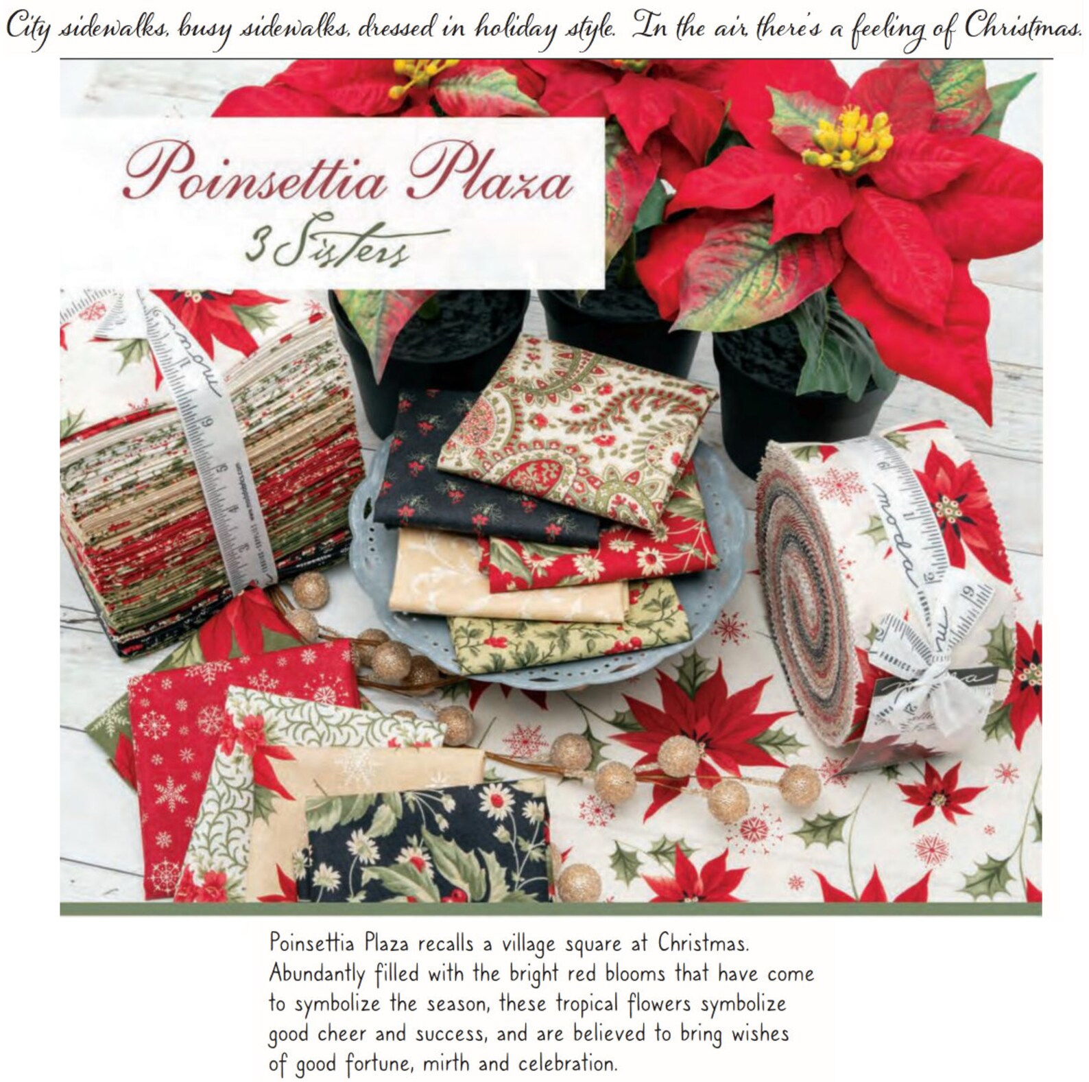 POINSETTIA PLAZA Moda Quilt Kit by 3 Sisters / Christmas / - Etsy