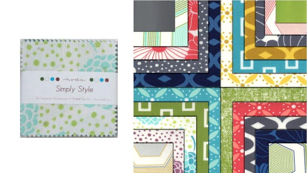 Simply Style 2.5" CHARM PACK Moda Fabric by V and Co / RARE Quilt ...