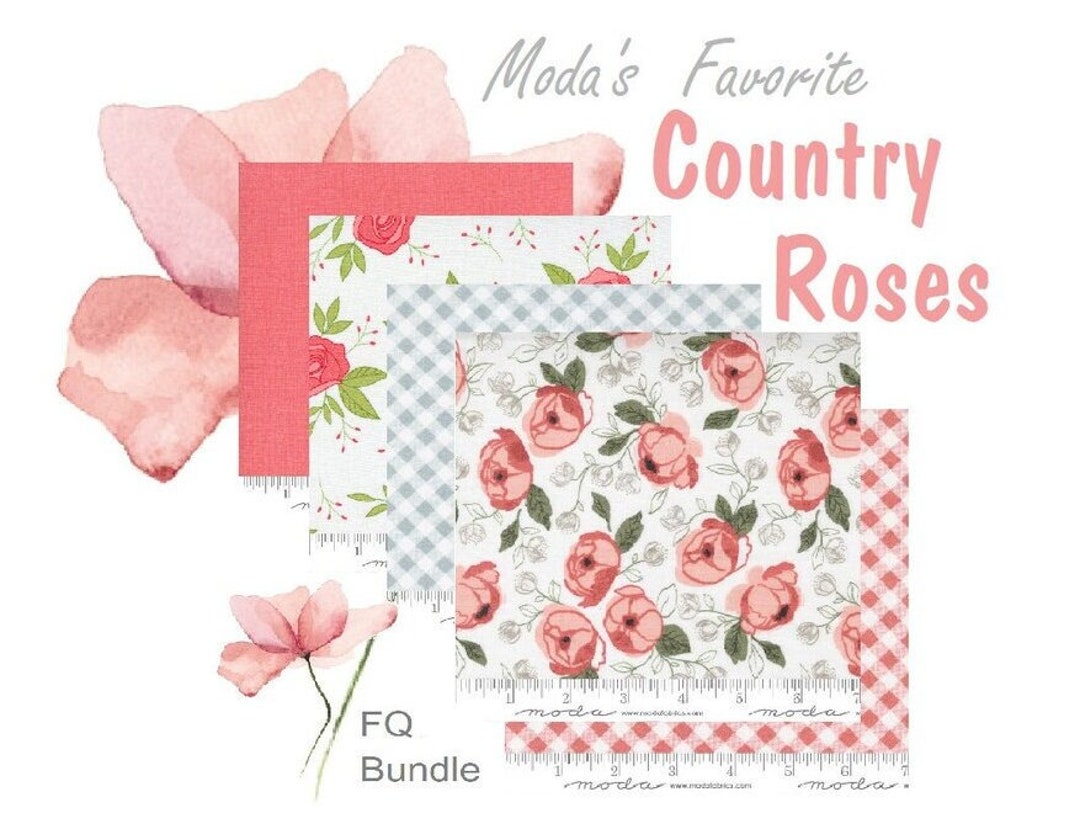 COUNTRY ROSES - Fat Quarter Bundle / Moda Rose Fabrics With Beautiful ...