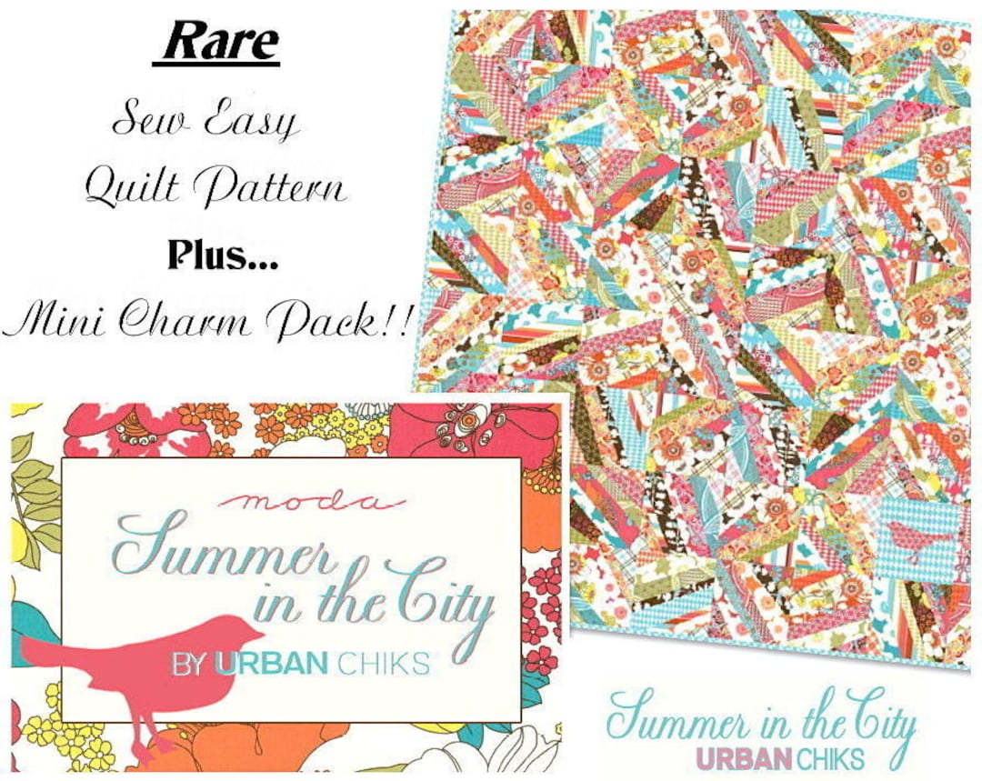 Summer in the City Pattern + 2.5 Charm Pack / Quilt Squares Rare Moda ...