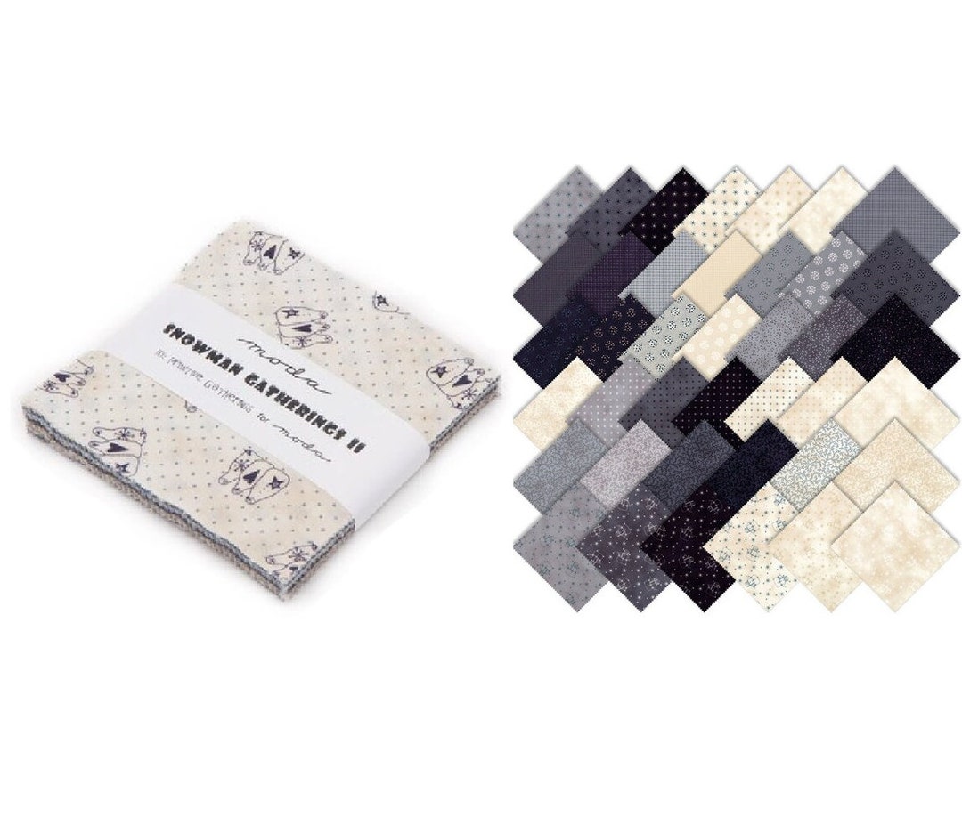 Snowman Gatherings 5" CHARM PACK / RARE Quilt Squares Moda Fabric by ...