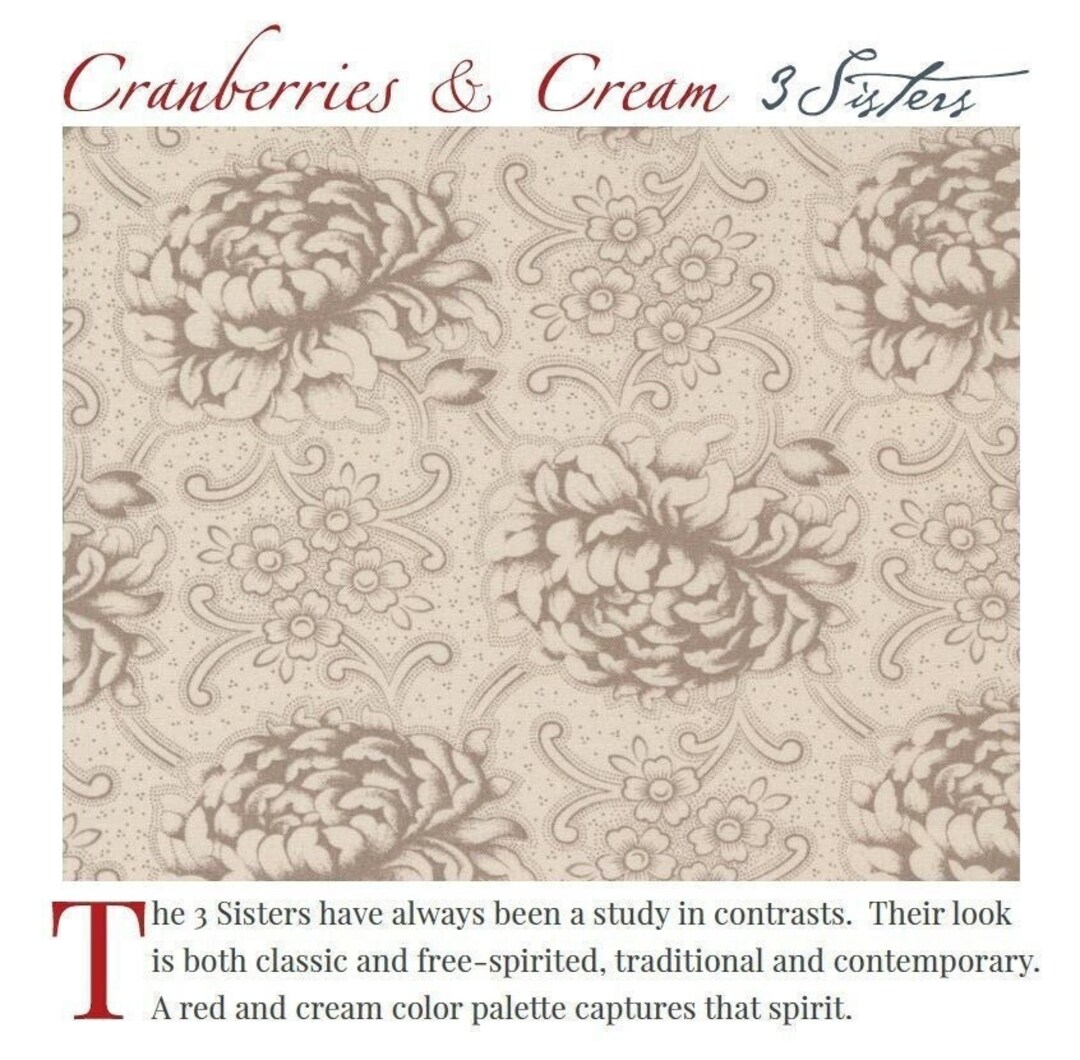 Cranberries & Cream - Moda Fabric by 3 Sister Designs - Etsy