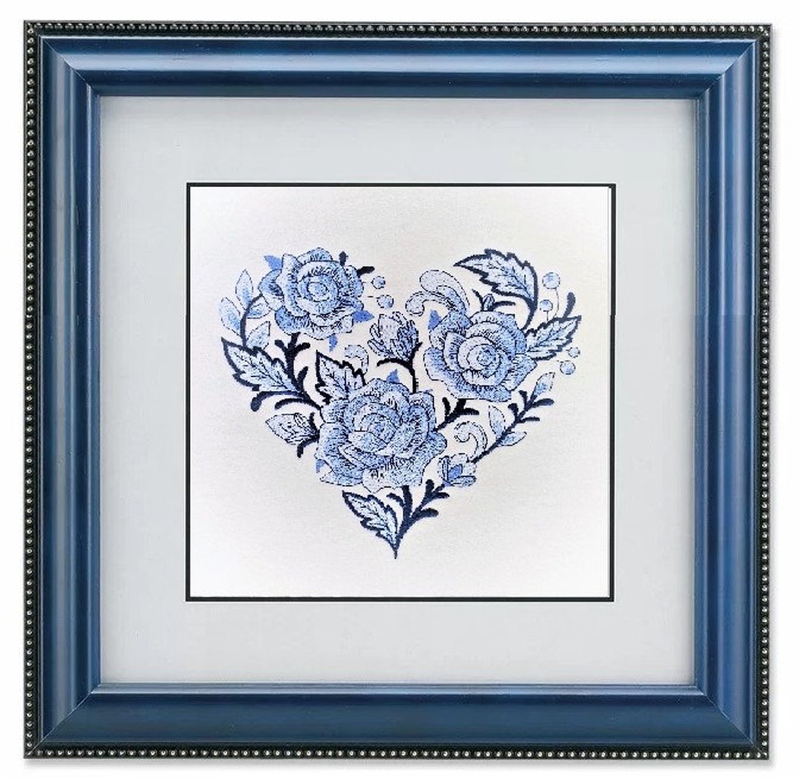 Delft Blue Heart Embroidered Wall Art - Etsy
