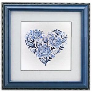 Delft Blue Heart Embroidered Wall Art - Etsy