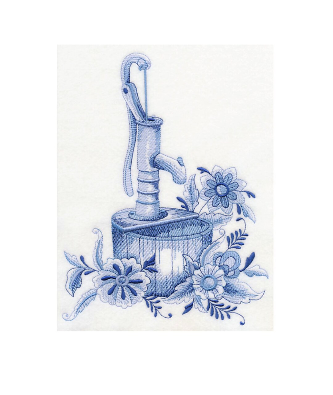 Deft Blue Country Flowers - Embroidered Wall Art - Etsy