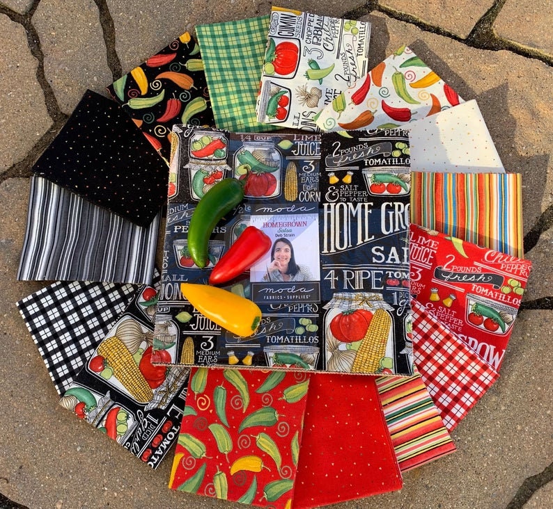 Homegrown Salsa / Blackboard Moda Fabric by Deb Strain / - Etsy