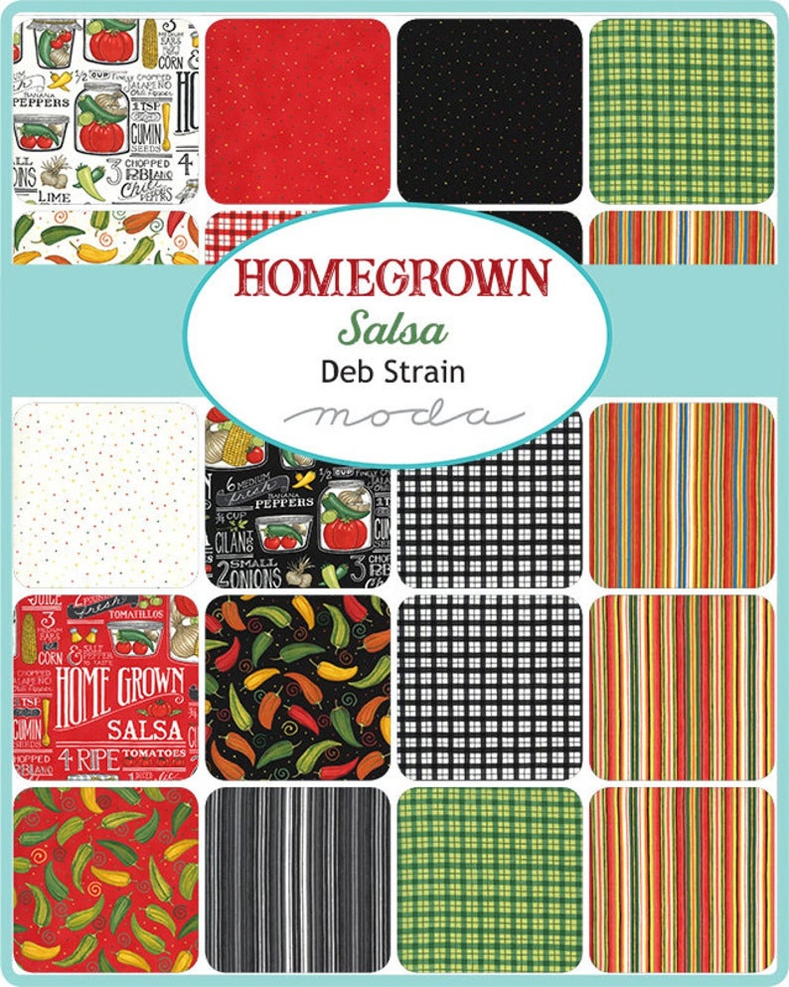 Homegrown Salsa / Blackboard Moda Fabric by Deb Strain / - Etsy