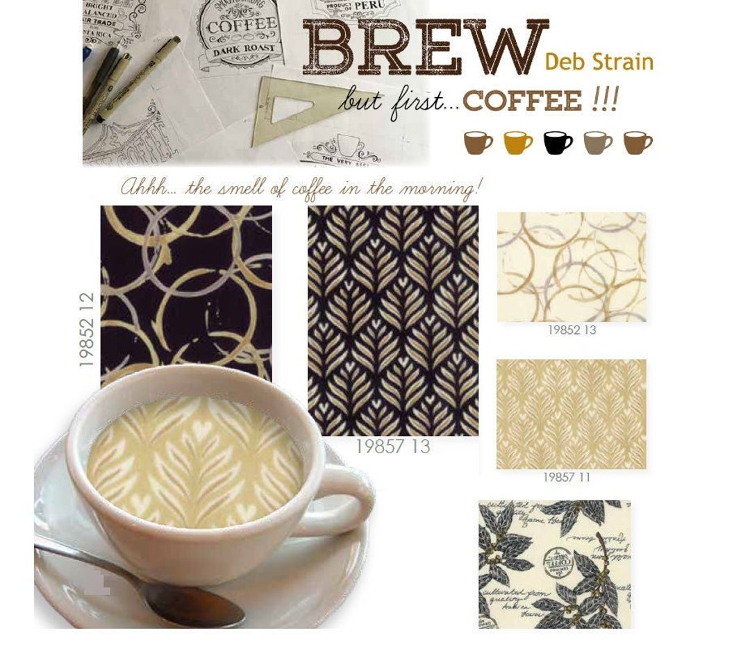 BREW Collection - Moda Fabric by Deb Strain / Coffee Beans & Labels - Etsy