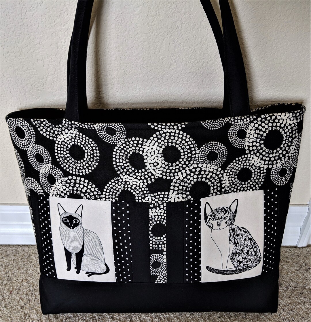 Kitty Cat Patchwork Handbag Kit - Shopping Tote Bag With Moda Catnip ...