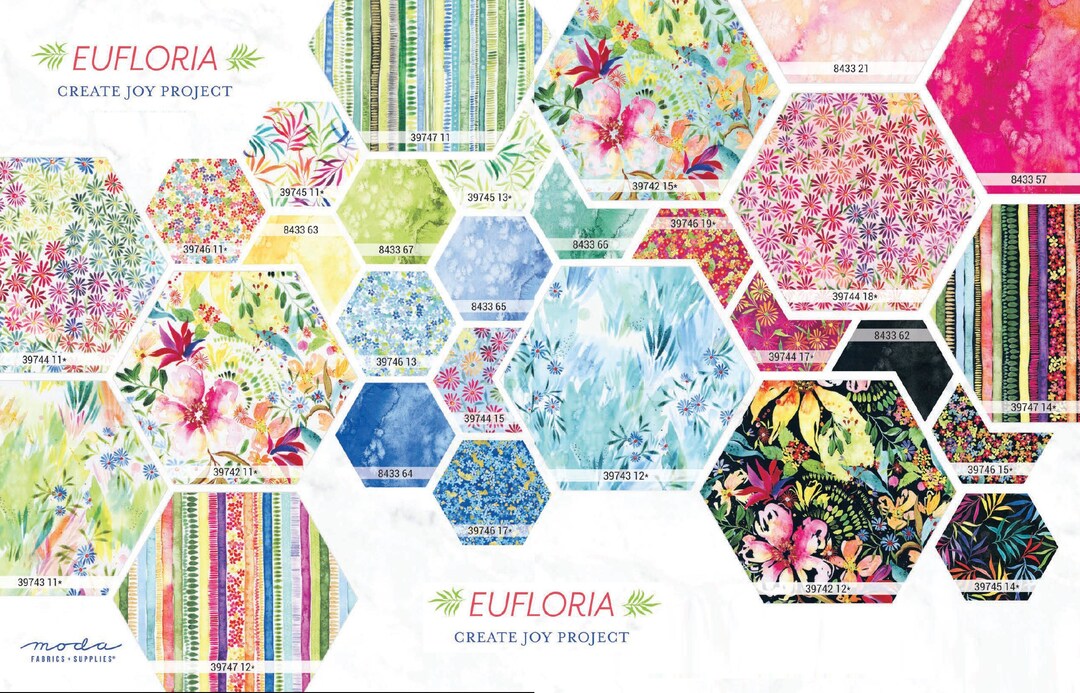 EUFLORIA - Moda Floral Fabric by Create Joy Project / Colorful Floral Watercolors - Etsy