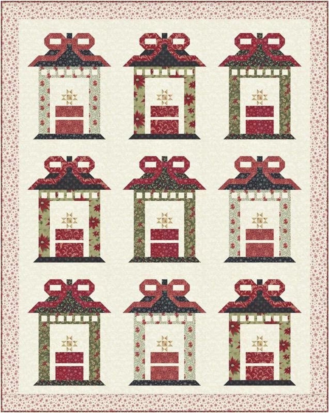 THIS LITTLE LIGHT Quilt Kit Featuring Poinsettia Plaza Moda Fabric by 3 ...