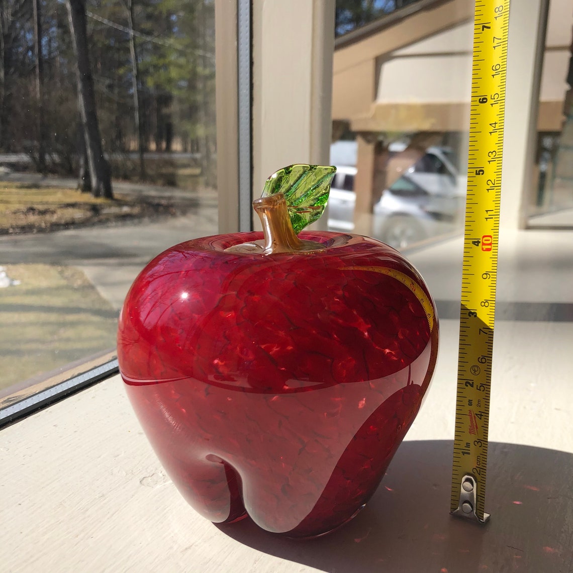 Blown Glass Apple Ruby Red Thanksgiving decoration Apple | Etsy