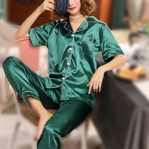 Emerald Green Pajama Set, Holiday Pjs, Christmas Gift, Bridesmaid ...