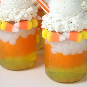 Mini Mason Jar Witch's Brew: Candy Corn Boba Halloween Decor - Etsy