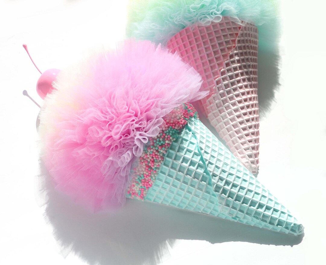 Faux Ice Cream Cone Wall Decor: Tulle & Handmade Waffle Cone - Etsy