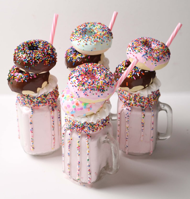 Fake Milkshake With Donuts Mason Jar Fake Food Props and | Etsy