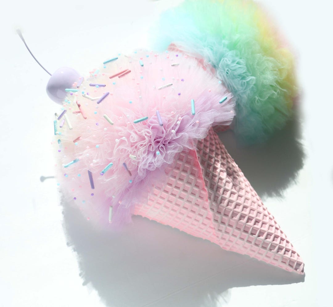 Faux Ice Cream Cone Wall Decor: Tulle & Handmade Waffle Cone - Etsy