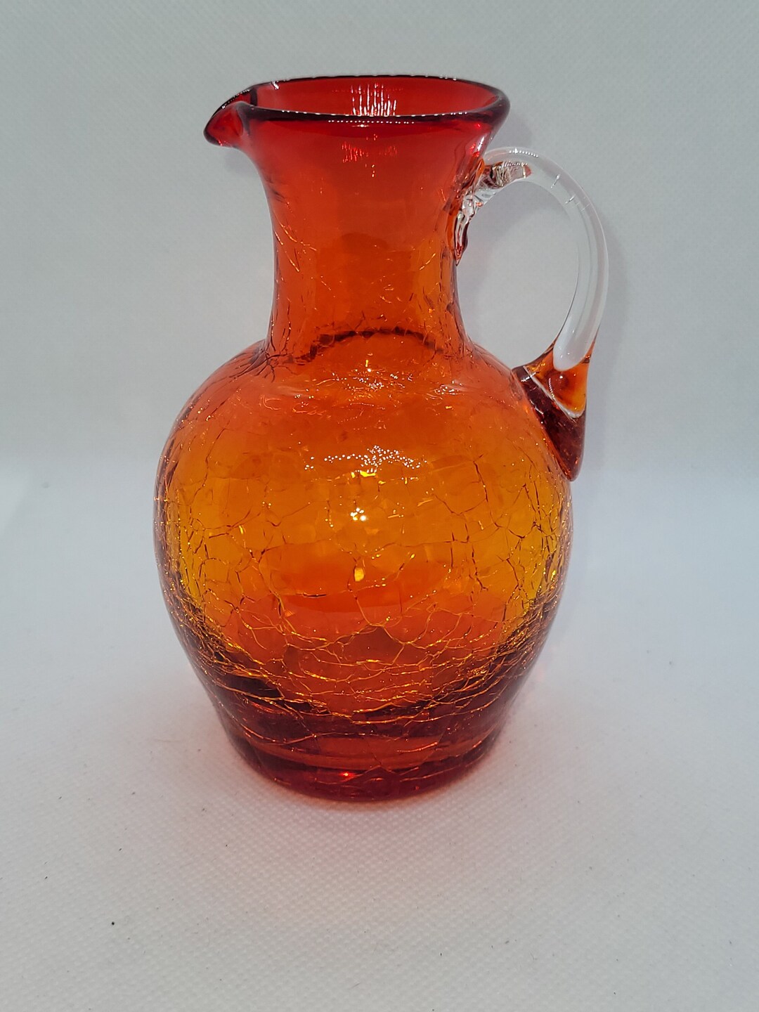 BLENKO Amberina Crackle Glass Small Pitcher Vintage - Etsy