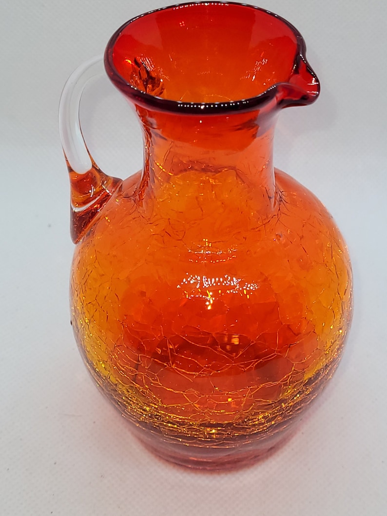 BLENKO Amberina Crackle Glass Small Pitcher Vintage - Etsy