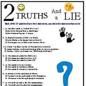 2 Truths and a Lie Quiz Game - Etsy