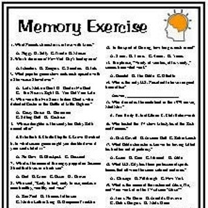 Memory Exercise Trivia - Etsy