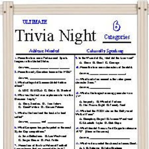 Trivia Night Fun, 6 Different Categories - Etsy