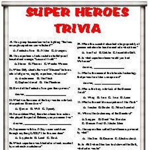 Super Heroes Trivia, All About Your Favorite Super Heroes - Etsy