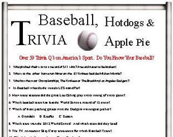 Baseball Trivia Game | Etsy