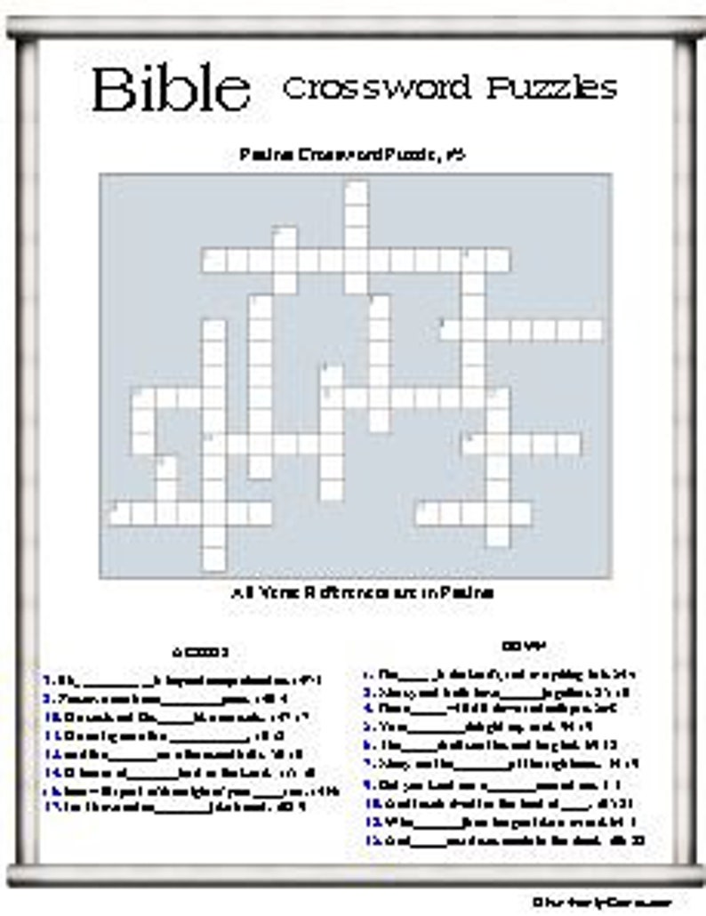 Bible Crossword Puzzles, Clues Include Bible Verse Locations. - Etsy
