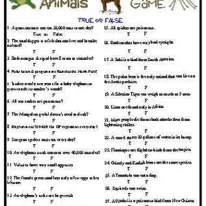 Amazing Animals Trivia Game - Etsy