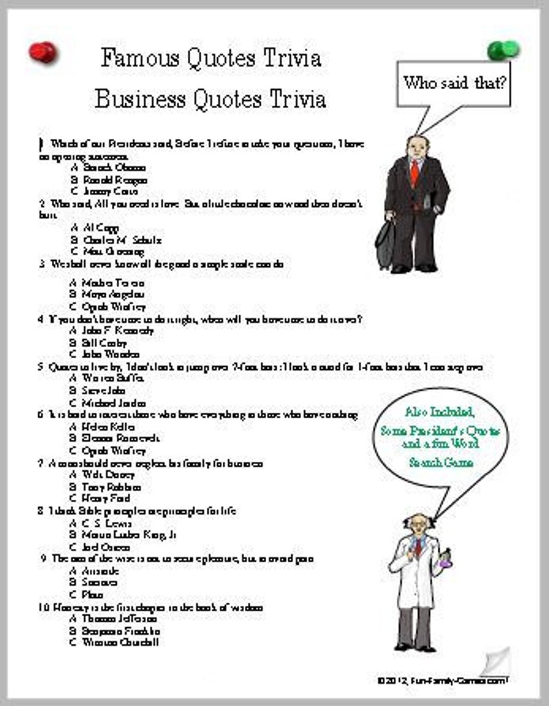 Famous Quotes, Business Quotes Trivia, Sports Quotes - Etsy