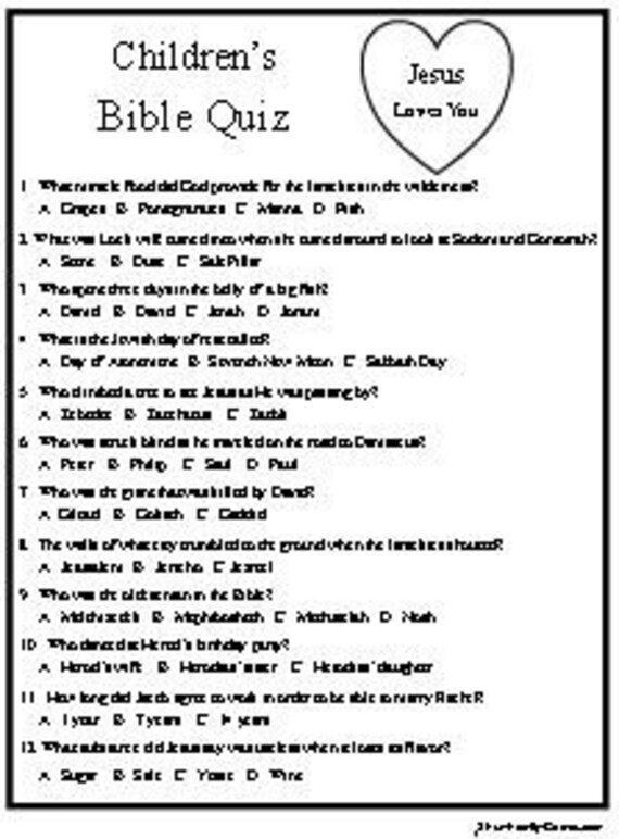 Bible Trivia Questions Printable