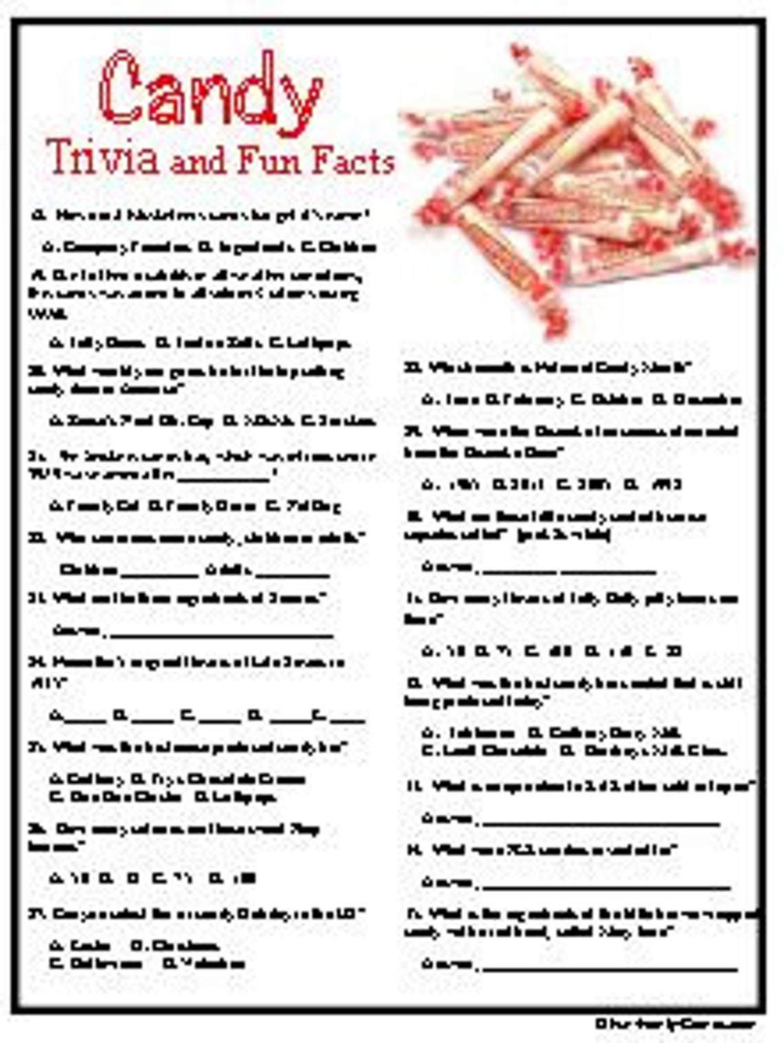 Candy Trivia, Some Sweet Candy Trivia About Those Treats We Eat. - Etsy