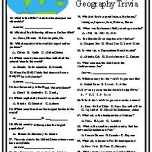 World Geography Trivia - Etsy