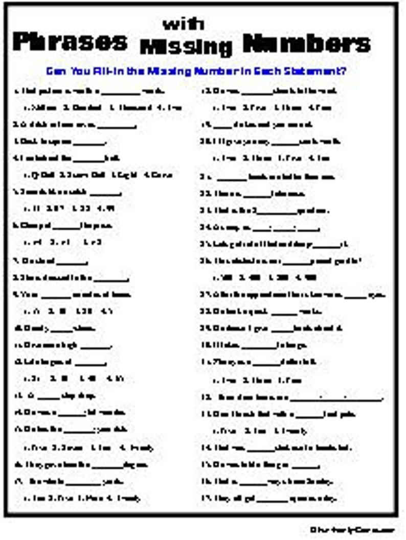 Numbers Trivia, Fun Facts, and Missing Numbers - Etsy