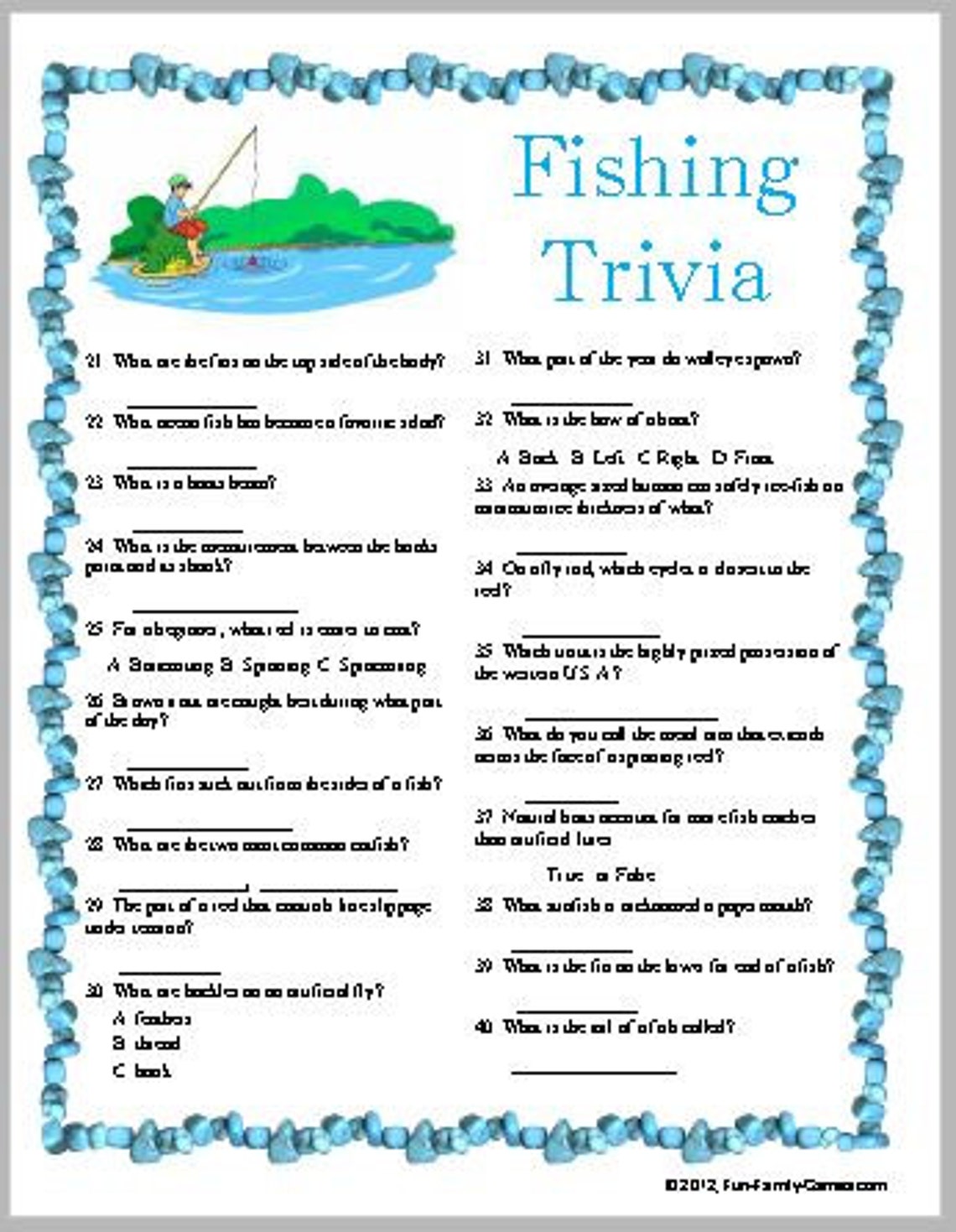 Fishing Trivia - Etsy