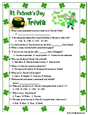 St Patrick's Day Trivia - Etsy
