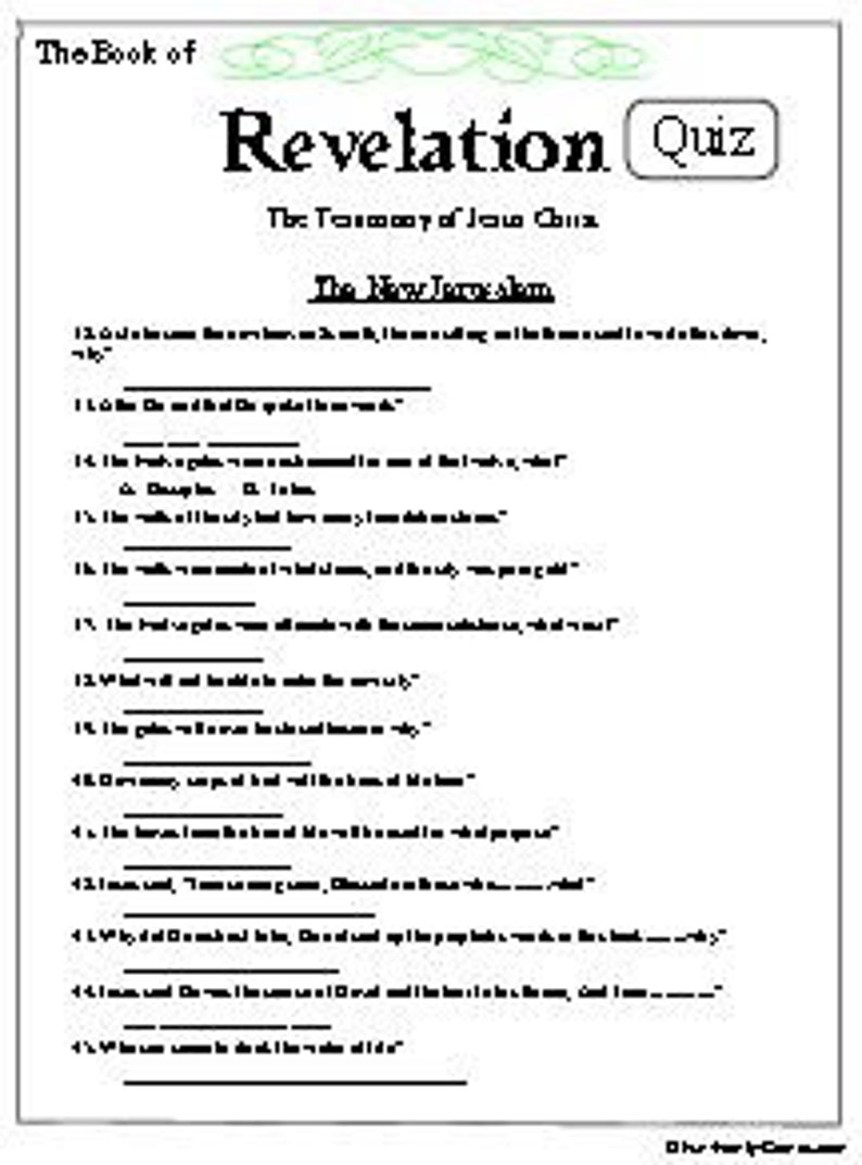 The Book of Revelation Trivia Quiz - Etsy