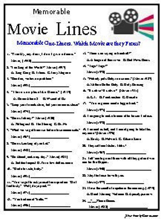 Movie Lines Quiz - Etsy