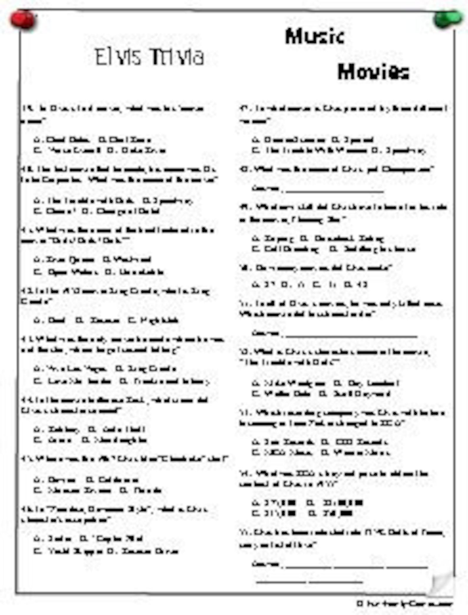 Elvis Trivia, Elvis Movies Trivia, and Elvis Love Songs Trivia - Etsy