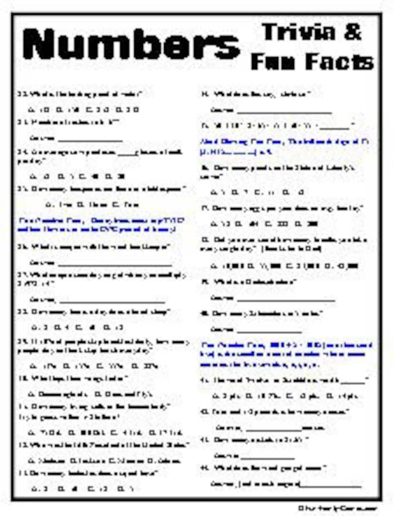 Numbers Trivia, Fun Facts, and Missing Numbers - Etsy