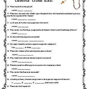 Catholic Trivia Quiz - Etsy
